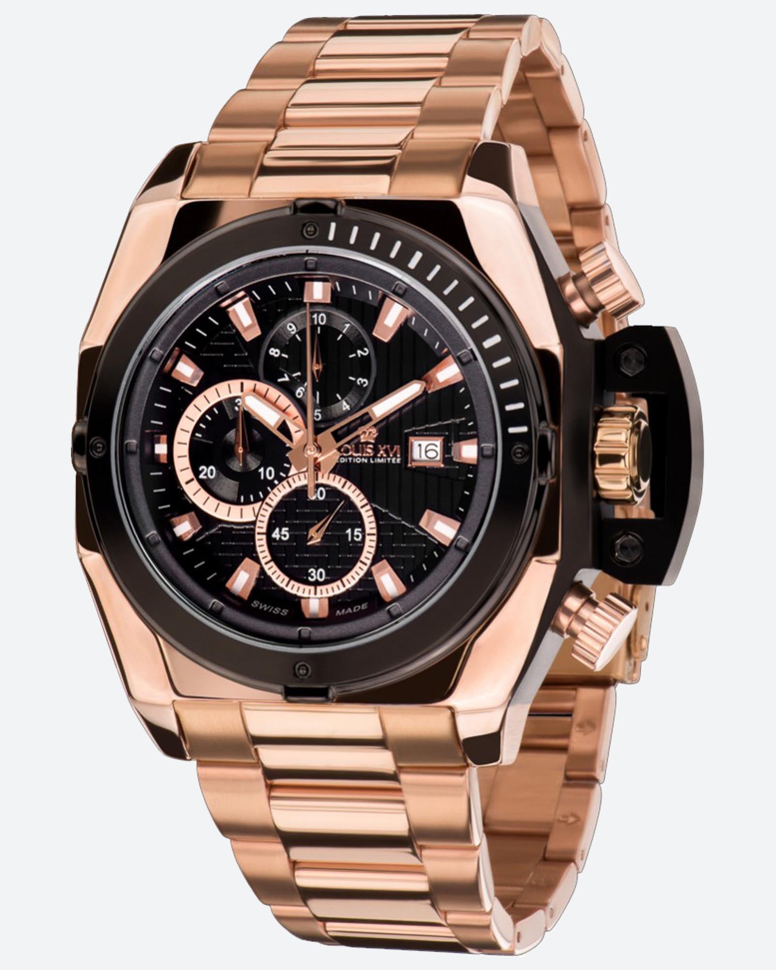 De Custine 550 – Men's Watch – in rose gold/black