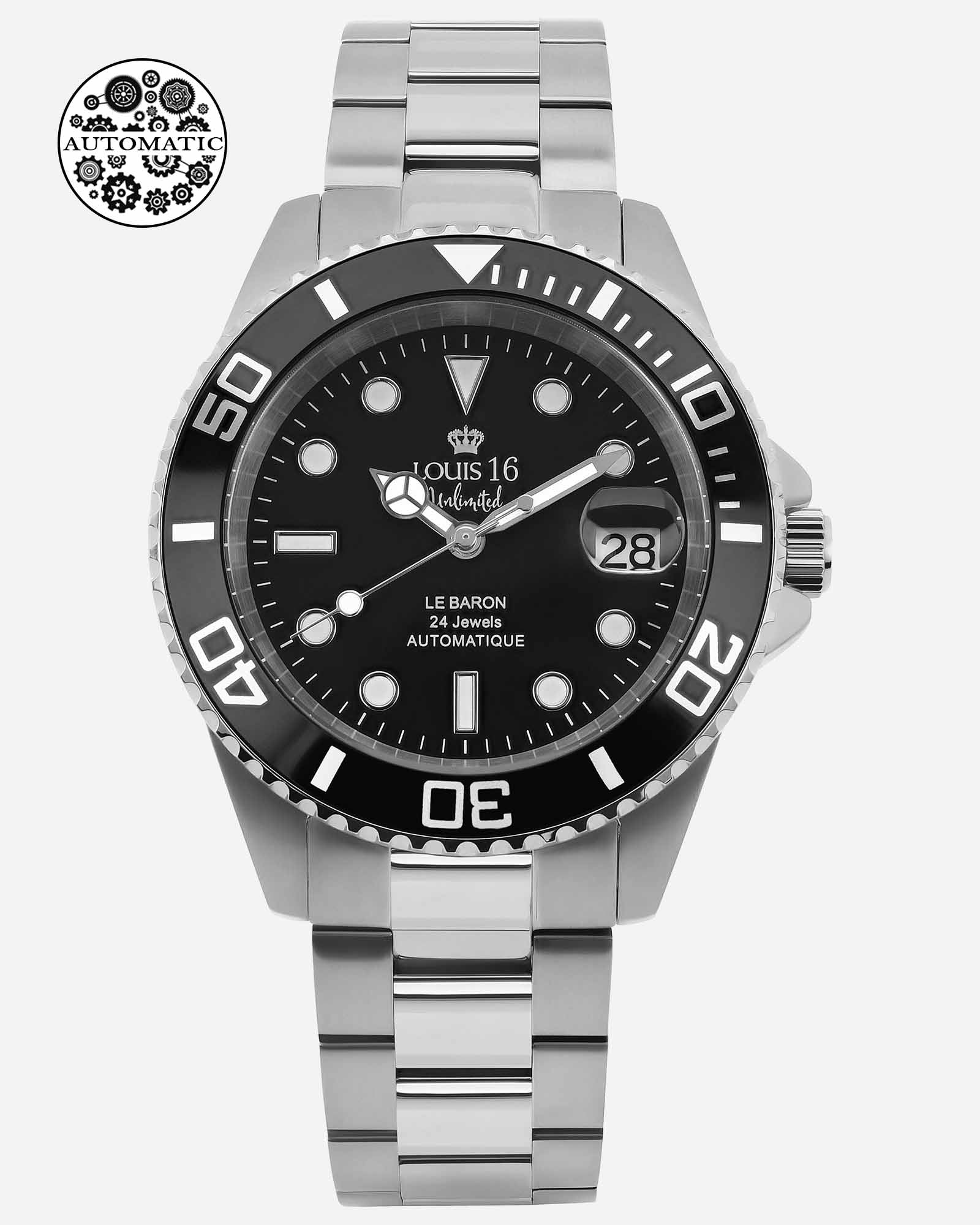 Le Baron watch in silver - elegance and precision with Seiko NH35 ...